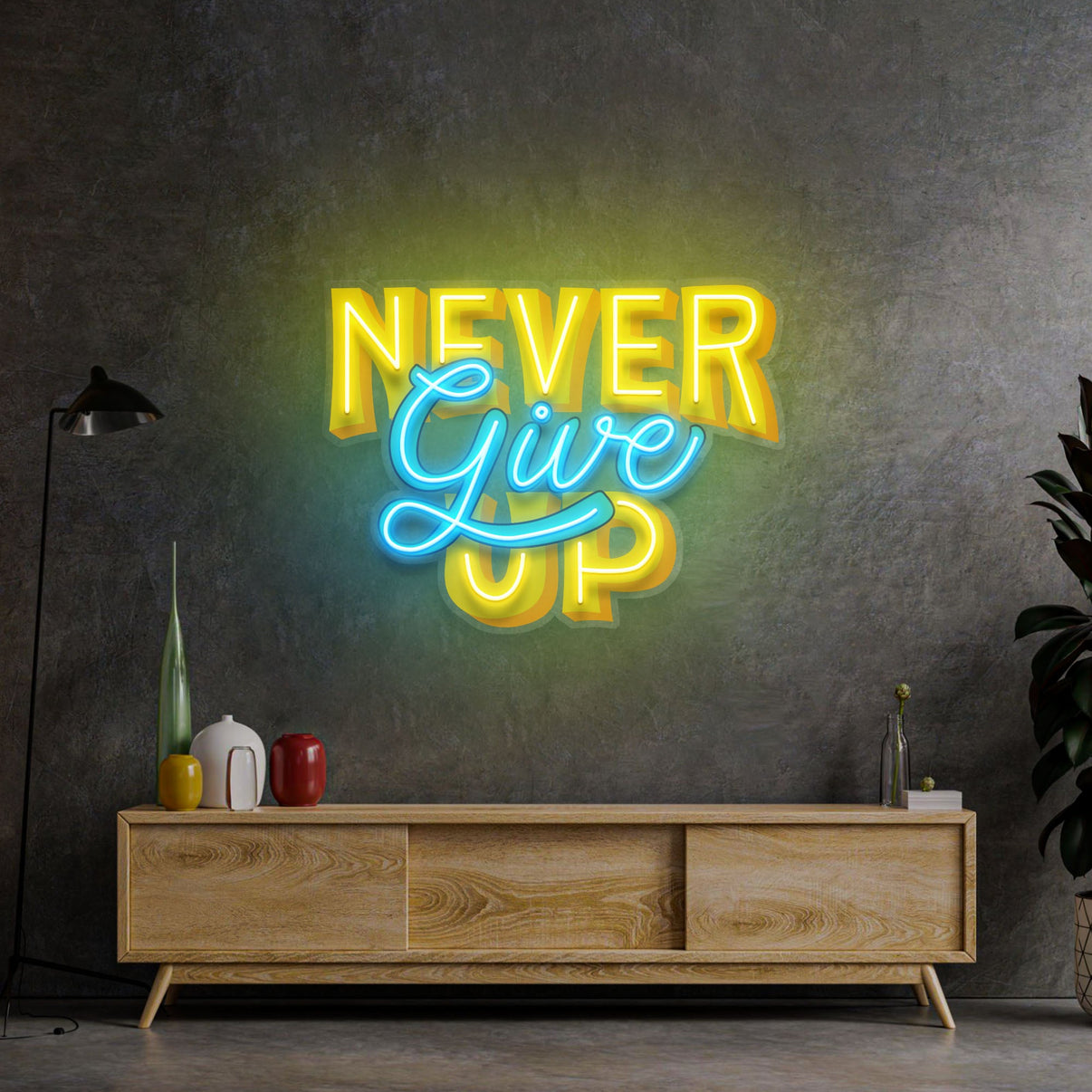 Never Give Up LED Neon Sign Light Pop Art – Neonzastudio